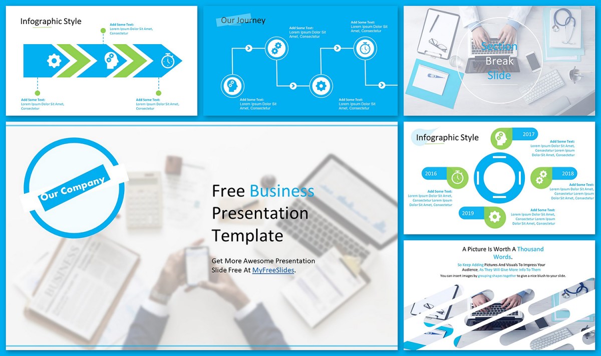 Simple Blue Business Google Slides Theme Template Myfreeslides
